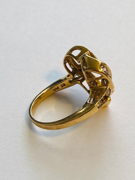 14K Yellow Gold + Diamond Heart Loop Statement Ring B… - Gem