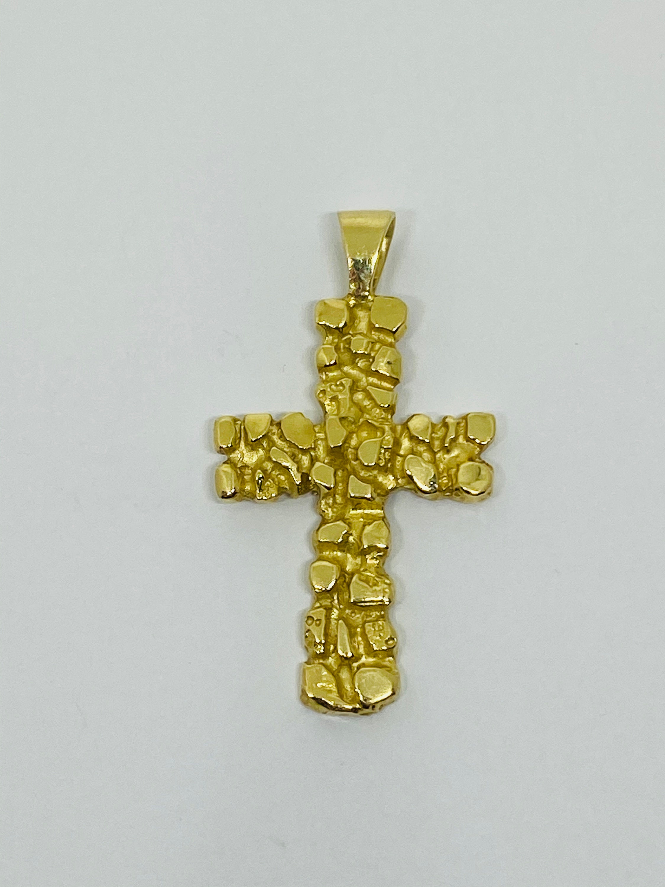 14K Yellow Gold Nugget-design Cross Pendant/charm *VINTAGE* - Etsy