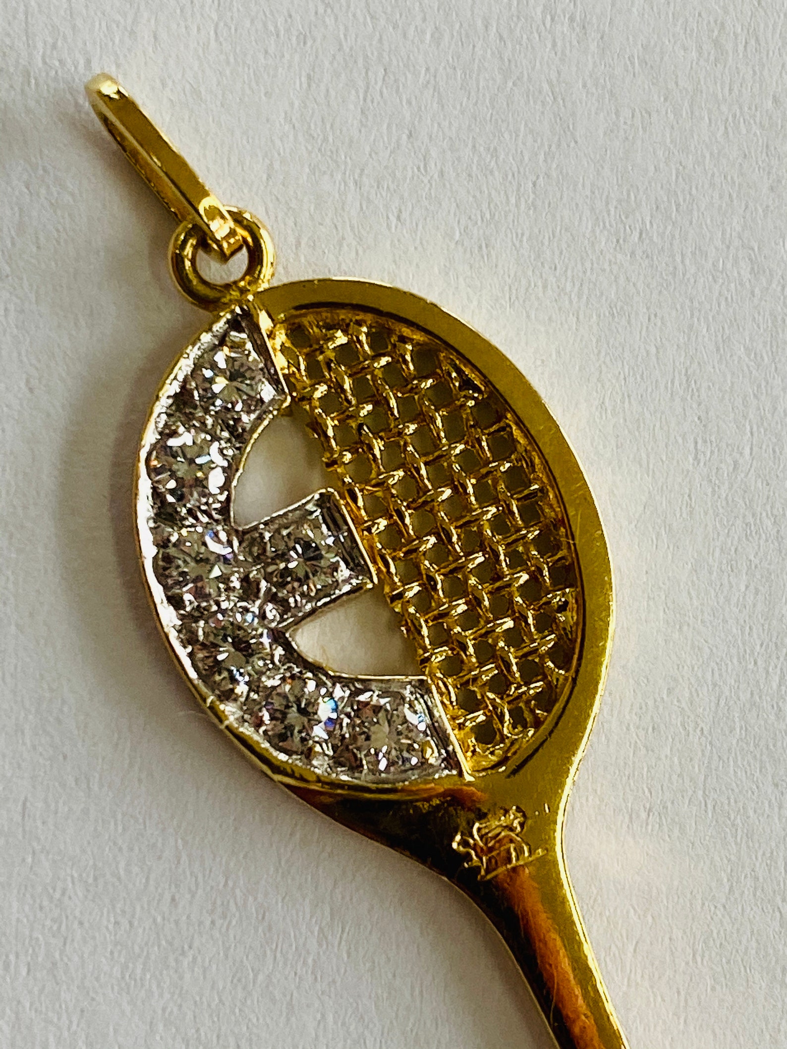 18K Yellow Gold Tennis Racket Pendant/Charm VINTAGE | Etsy