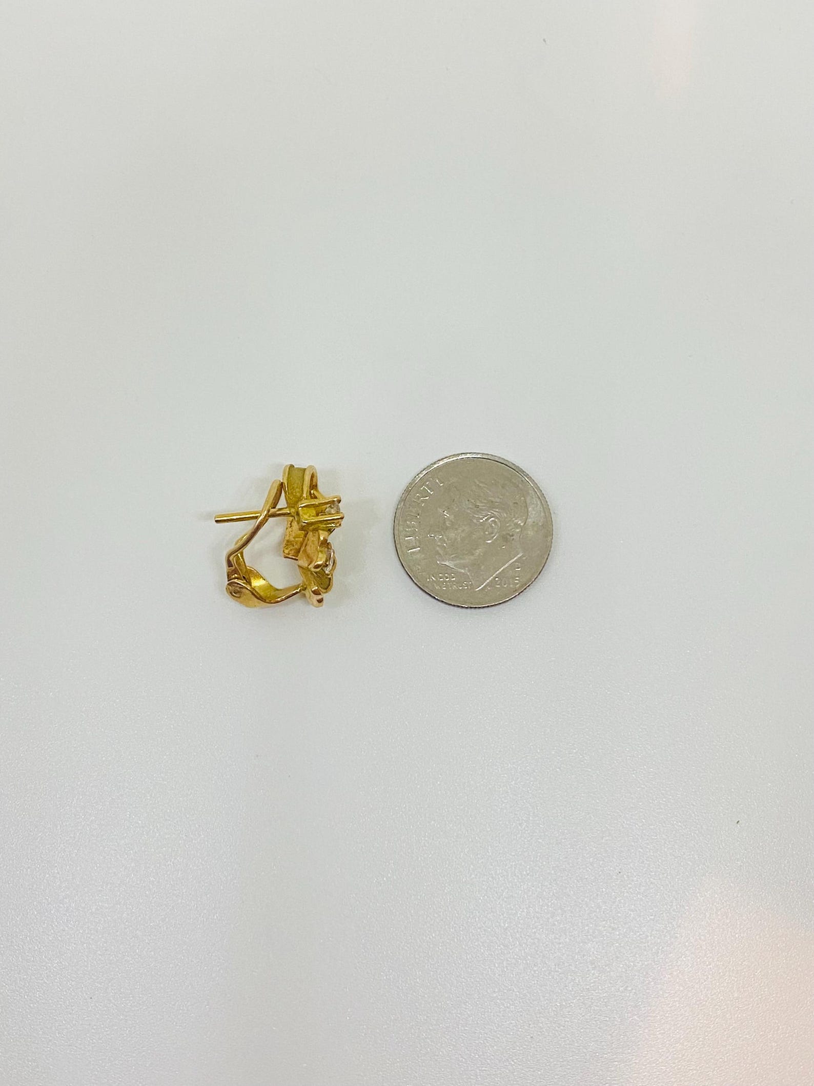 18K (high-karat) Yellow Gold + Diamond Flower/floral Earrings *VINTAGE ...