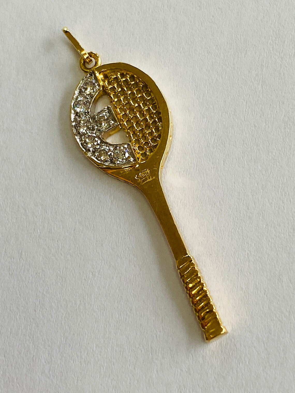 18K Yellow Gold Tennis Racket Pendant/Charm VINTAGE | Etsy