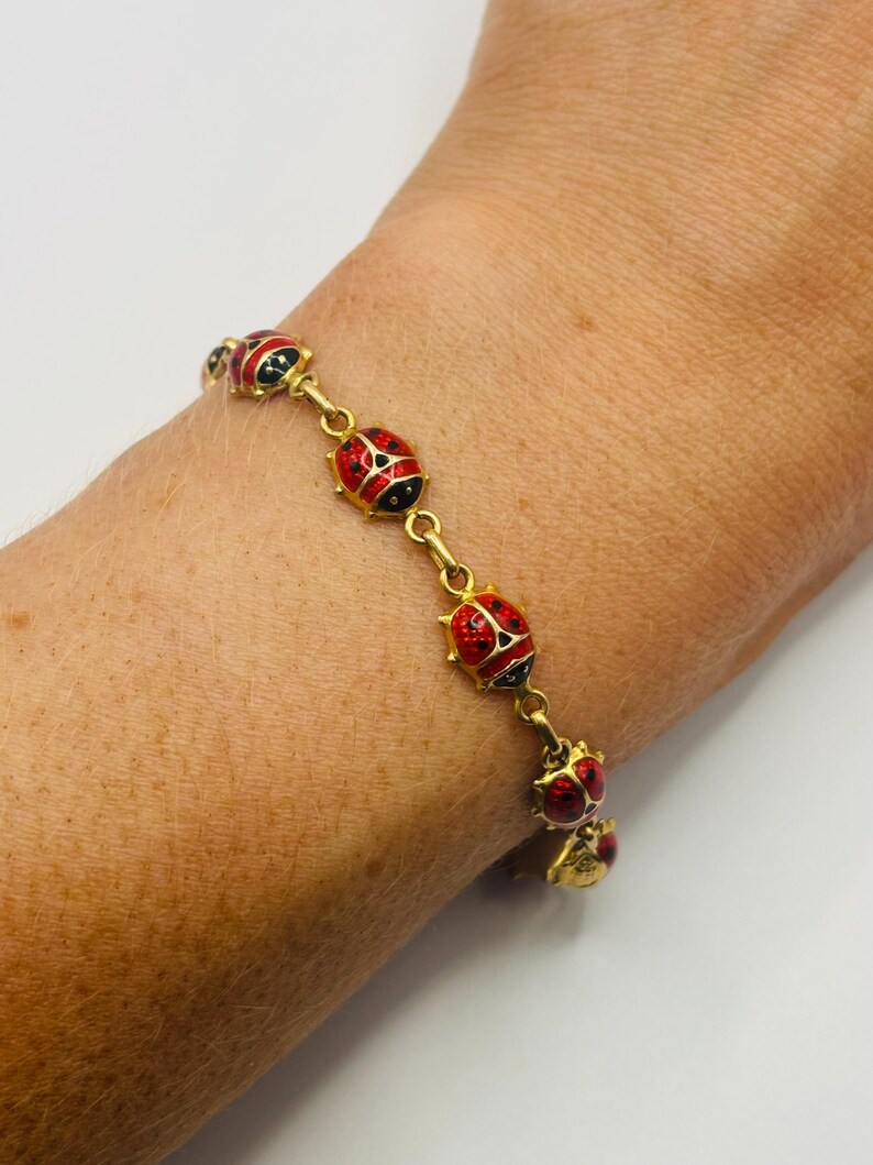 14K Yellow Gold Ladybug Bracelet (7 Inches) *VINTAGE* - Etsy