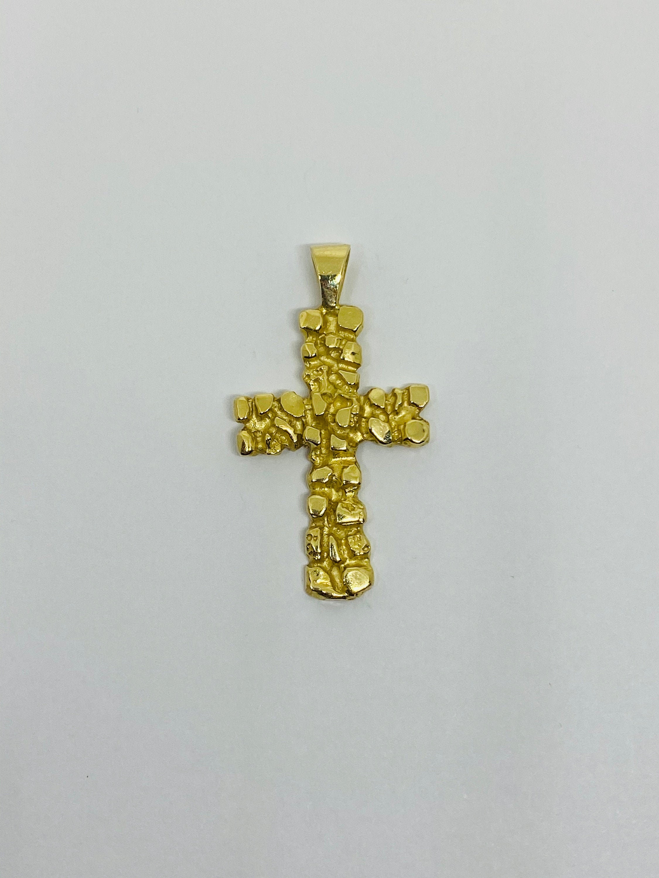 14K Yellow Gold Nugget-design Cross Pendant/charm *VINTAGE* - Etsy