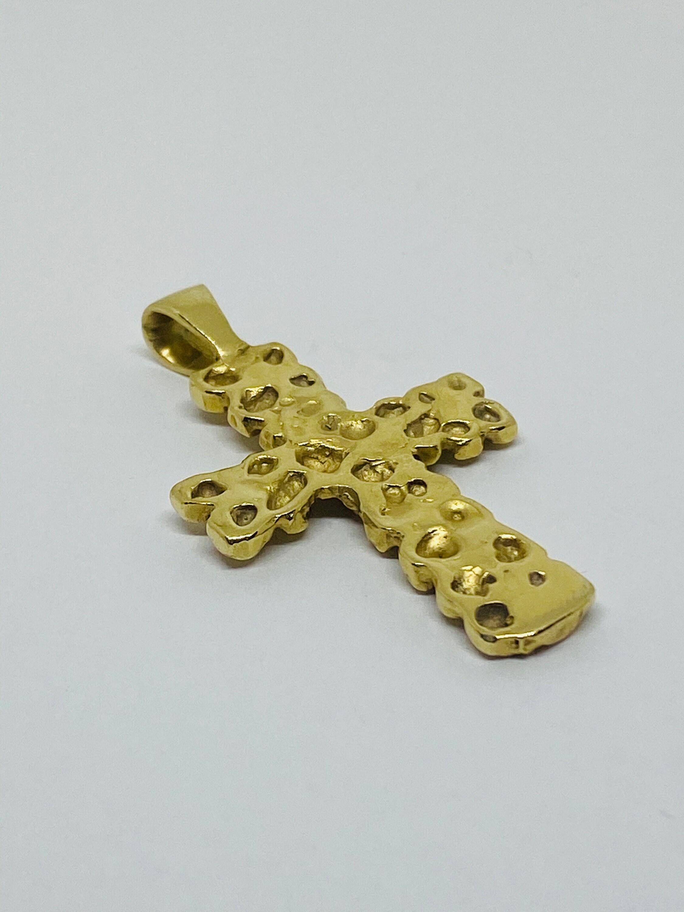 14K Yellow Gold Nugget-design Cross Pendant/charm *VINTAGE* - Etsy