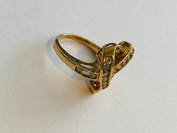 14K Yellow Gold + Diamond Heart Loop Statement Ring B… - Gem