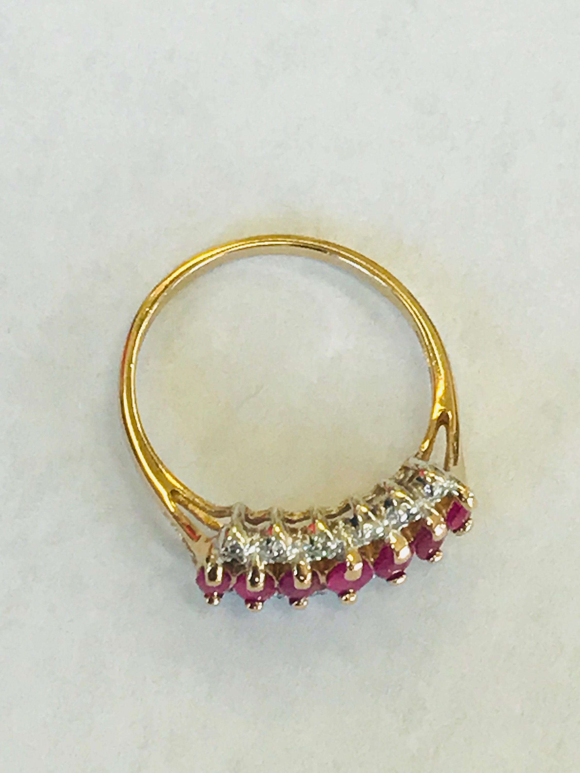 10K Yellow Gold Marquise-cut Ruby Diamond Ring BAND SIZE 7 | Etsy