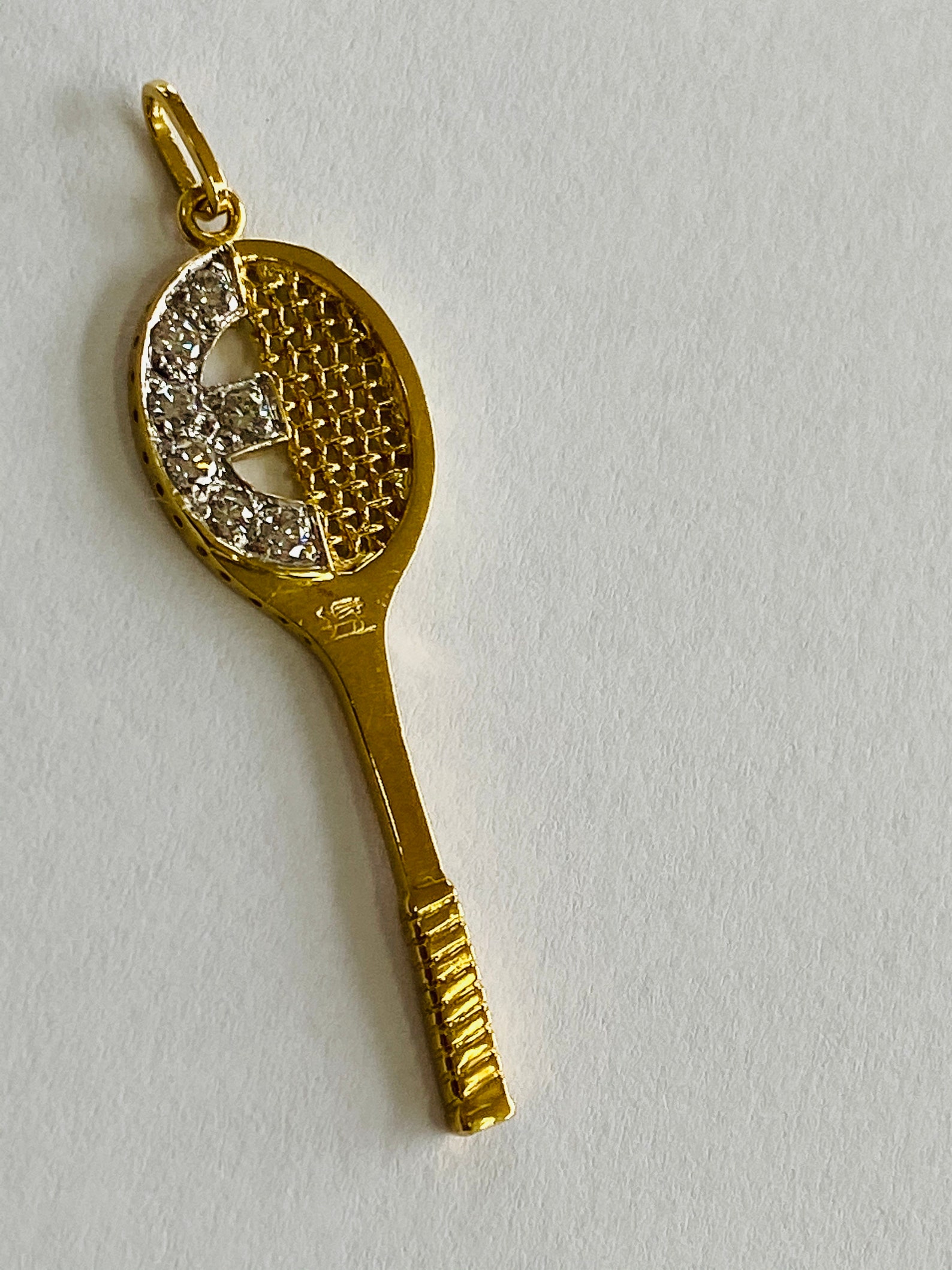 18K Yellow Gold Tennis Racket Pendant/Charm VINTAGE | Etsy
