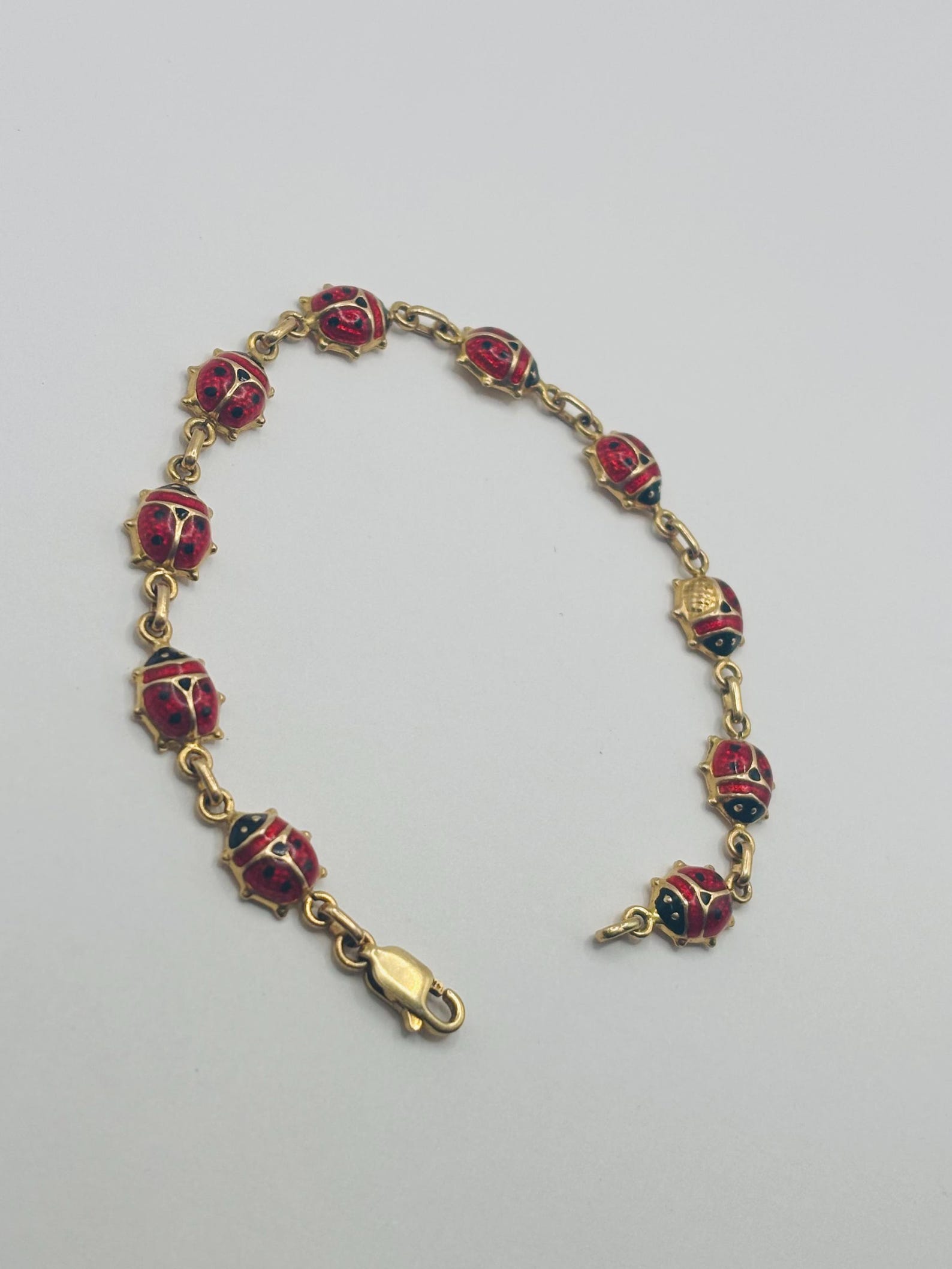 14K Yellow Gold Ladybug Bracelet (7 Inches) *VINTAGE* - Etsy