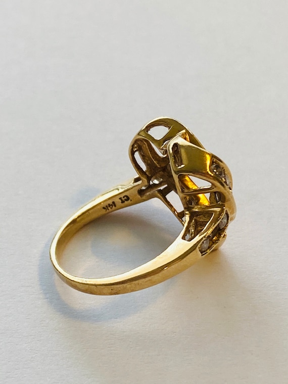 14K Yellow Gold + Diamond Heart Loop Statement Ring B… - Gem