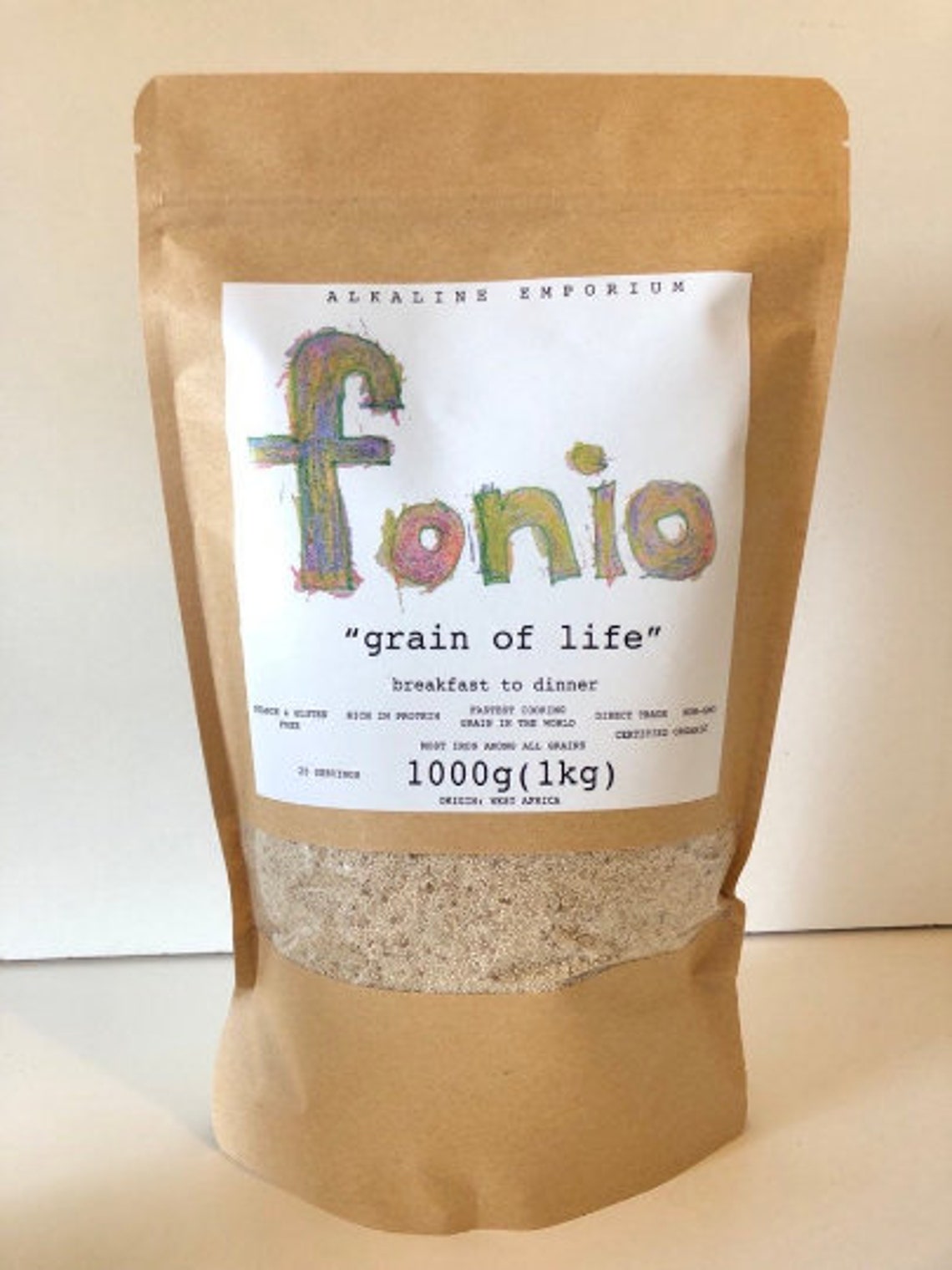 Fonio Grain 1000g (1kg)(2.2lbs) West Africa 100% Organic Direct Trade ...