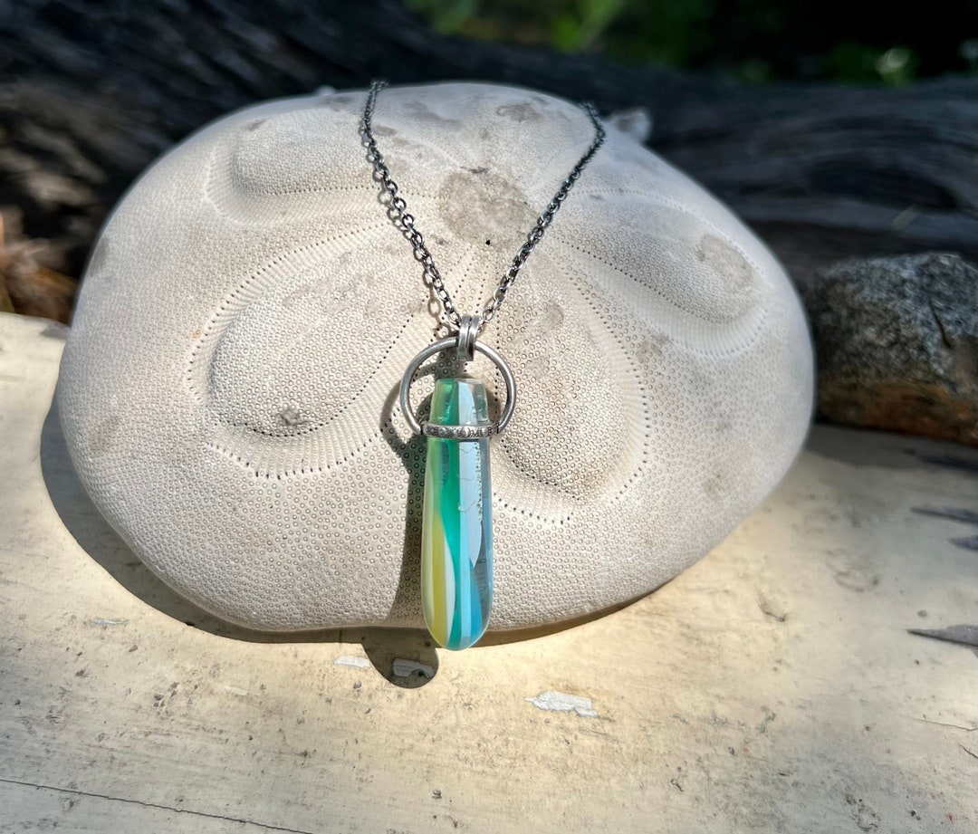 925 Sterling Silver Surfstone Surfite Halo Talisman Drop Pendant ...