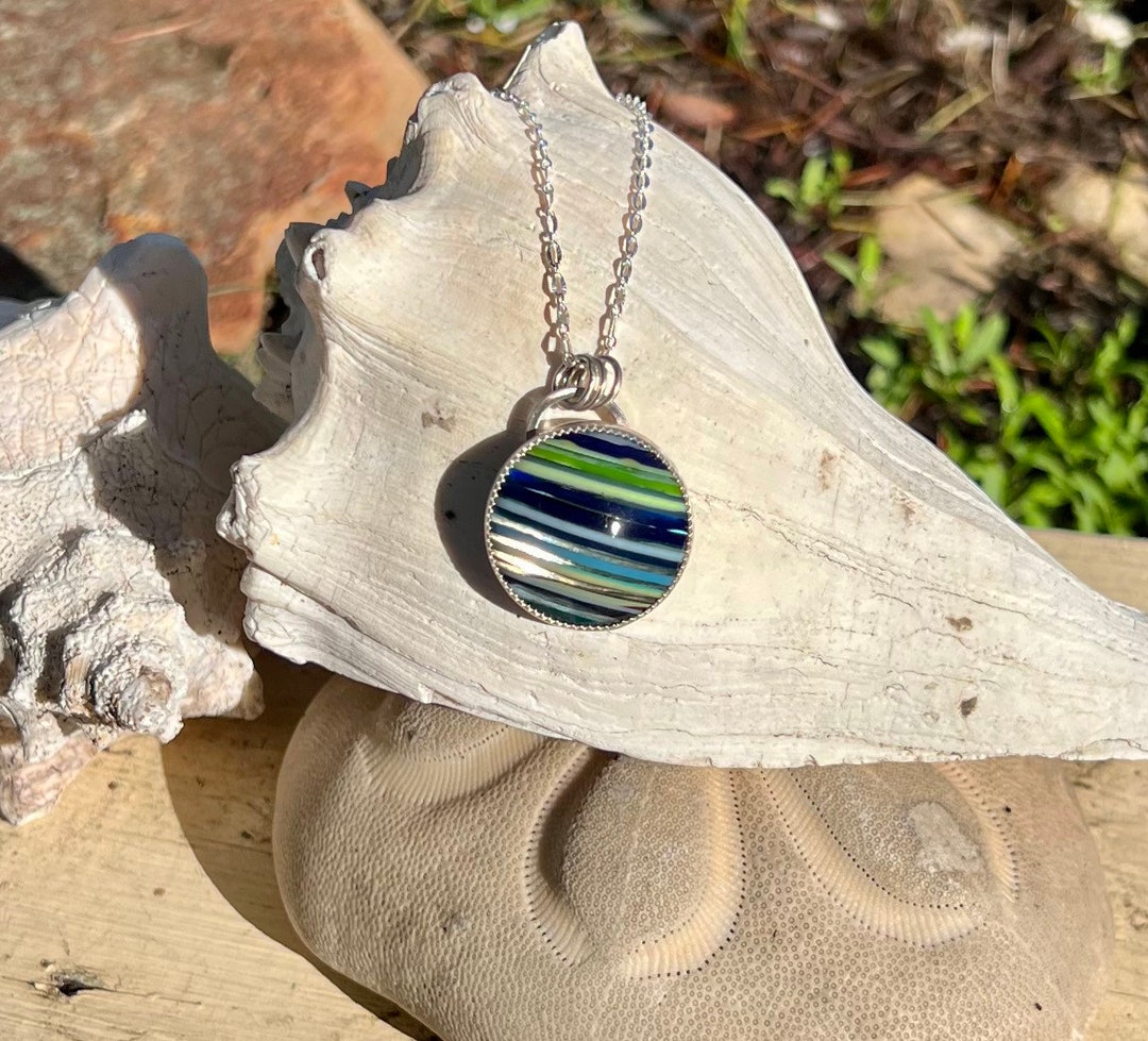 925 Sterling Silver Round Surfstone Surfite Pendant Necklace RD231 - Etsy