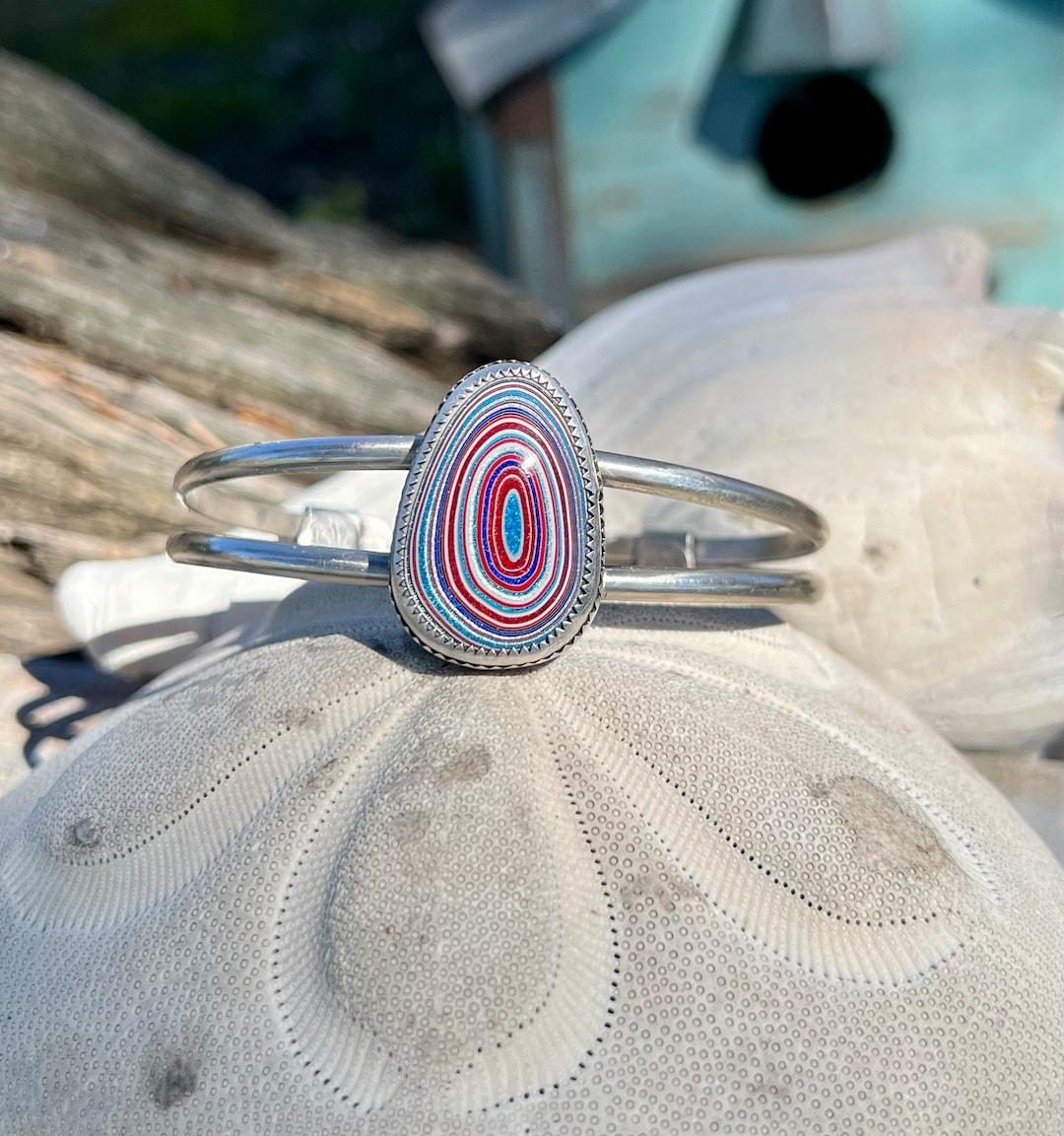 925 Sterling Silver Vintage 1990s Ford Fordite Bullseye Split Cuff ...
