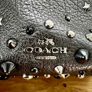 RARE Coach Mercer Satchel 24 Stars Rivets Metallic Grey Graphite Purse ...