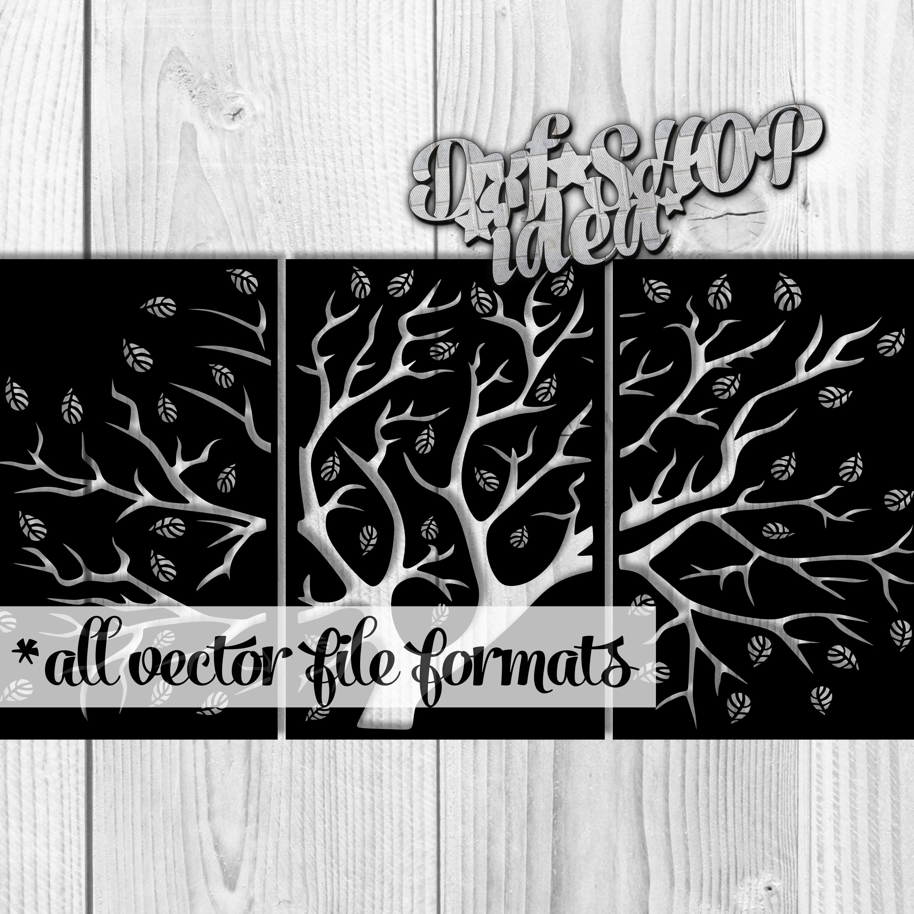 Vectors File Pattern Decorative 3 Modules Tree Panel Drevo Wooden ...