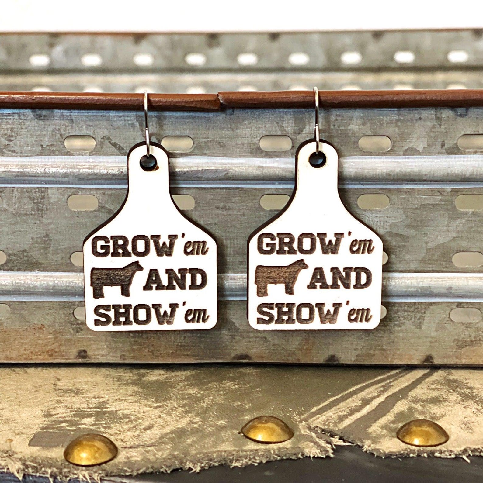 Grow 'em and Show 'em Livestock Cow Tag Earrings/7 Animal Varieties - Etsy