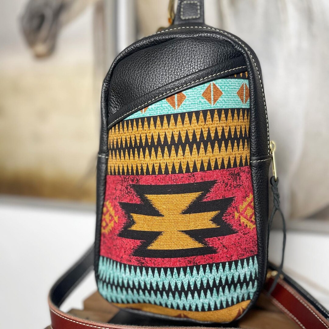 Berry Aztec Leather Sling Bag|cross Body Purse|handmade Leather Bag MM ...