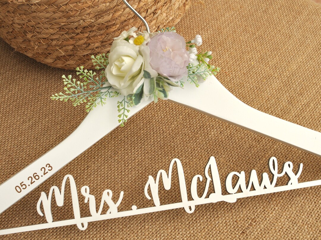 Name Hangers With Dates, Wedding Gift Hangers, Dress Hangers, Engraved ...