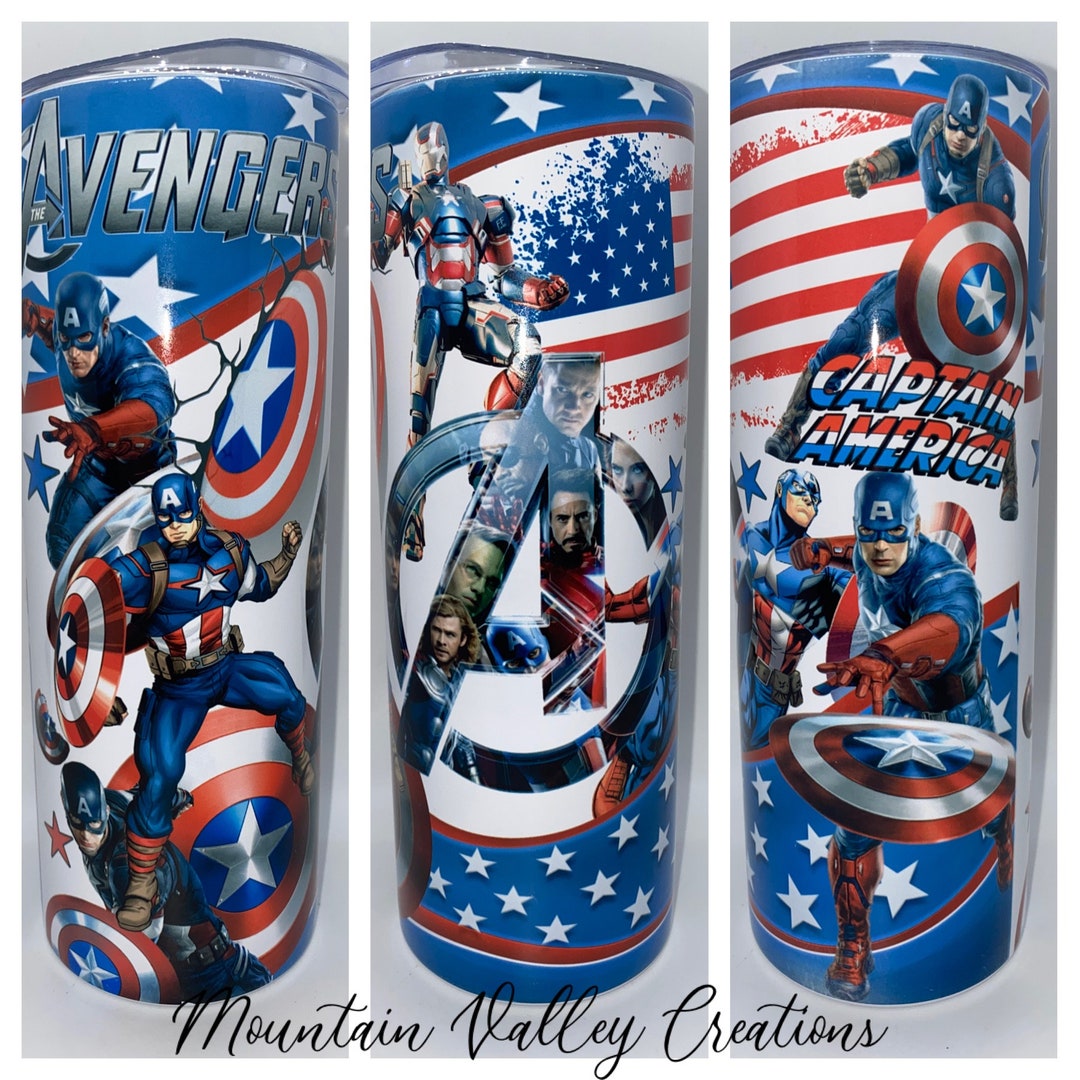 Captain America Marvel Collage, 20 Oz Sublimated Tumbler - Etsy