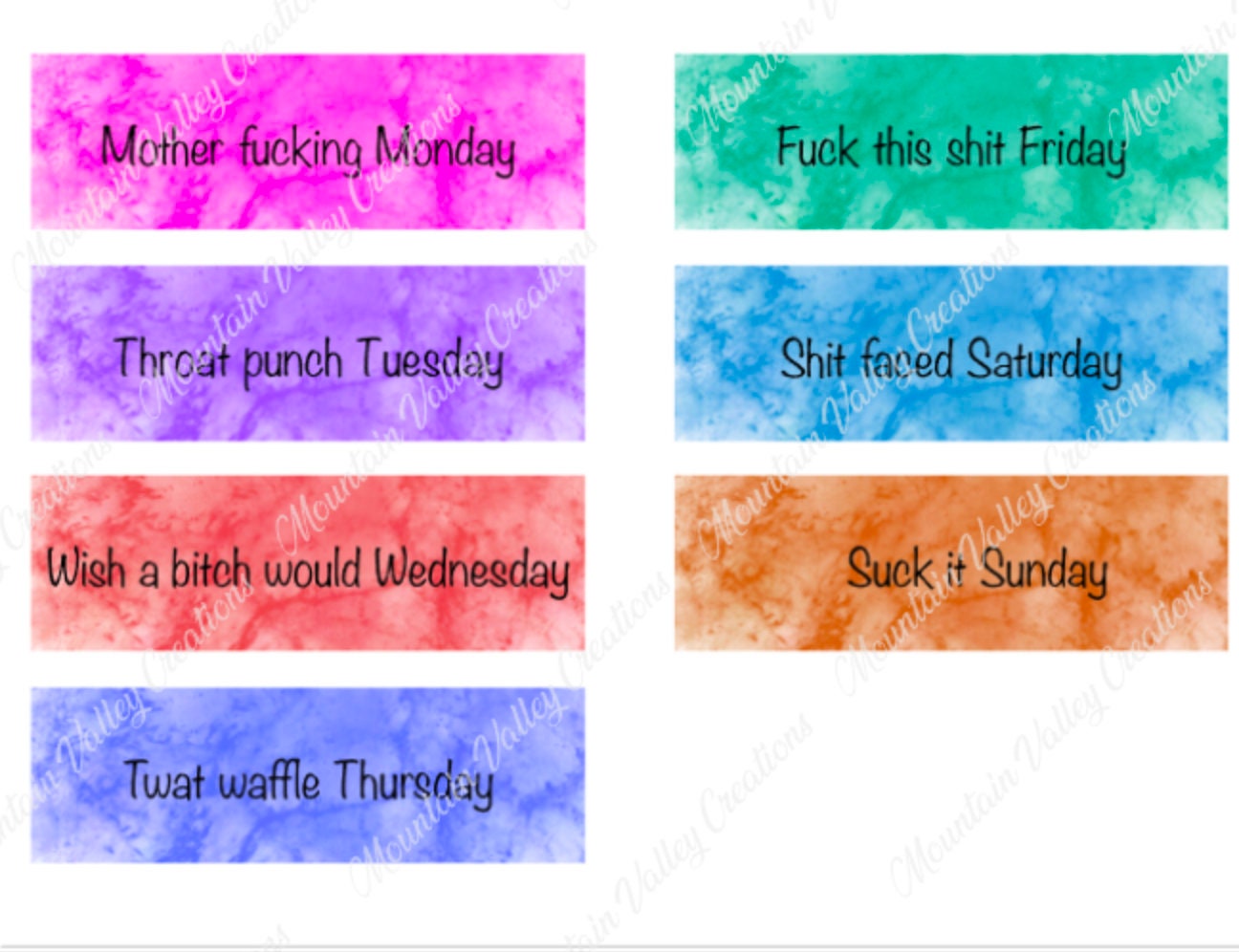 Curse Word Pen Wrap, Day of the Week - Etsy