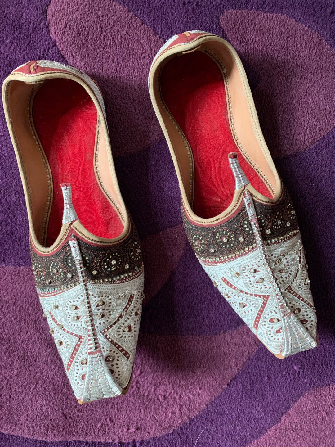 Traditional Middle Eastern Handmade Leather Embroidered Slippers - Etsy
