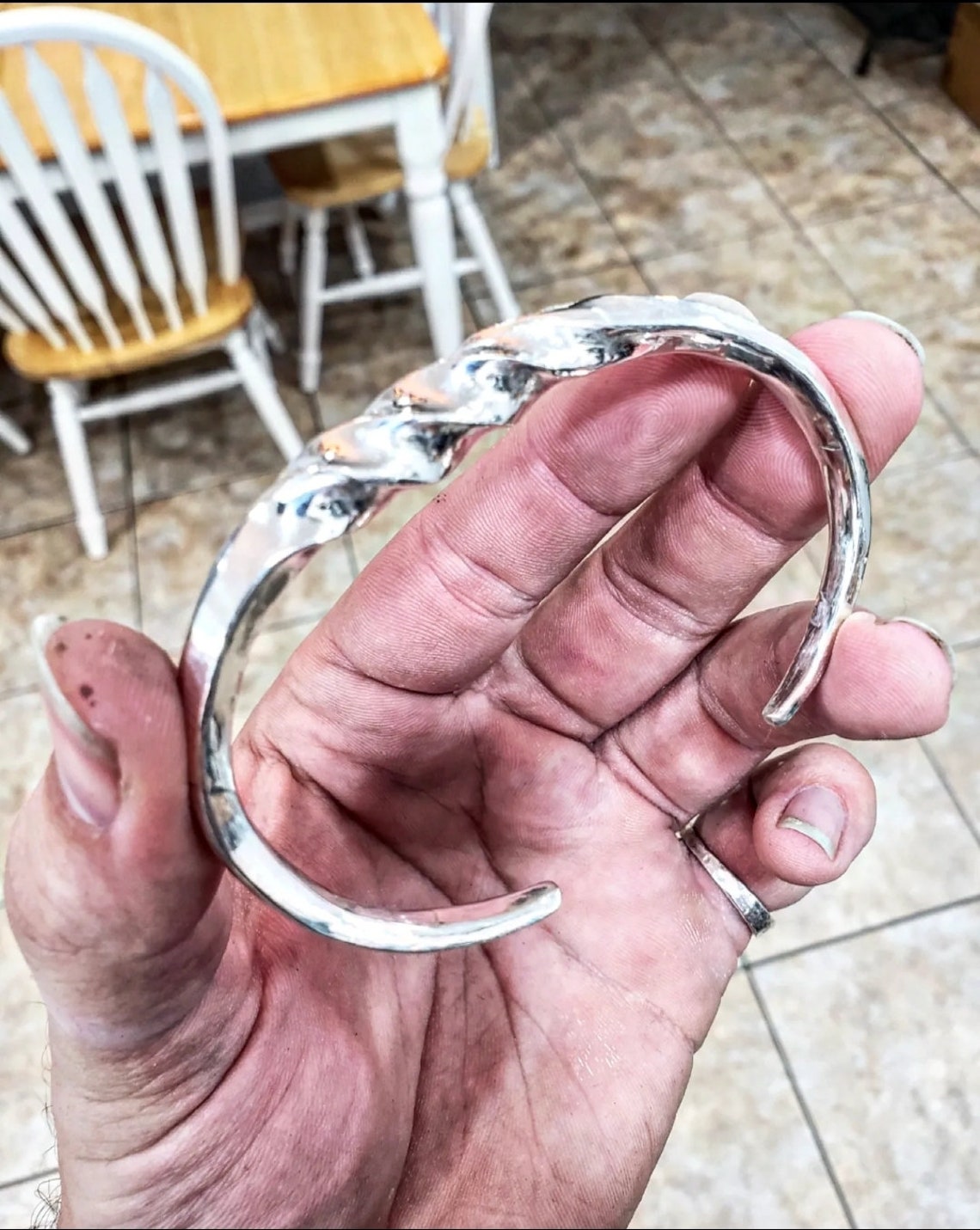 Fine Silver Twisted Viking Cuff Bracelet, Minimalist Ethnic Silver ...