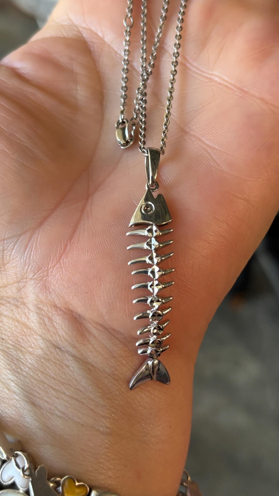 Solid Sterling Silver, Fish Bone Pendant on Sterling Silver 18 Inch ...