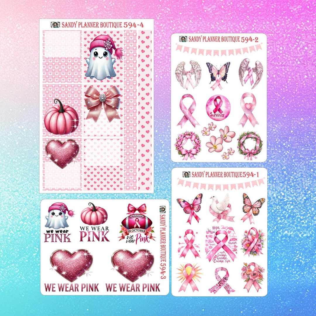 Breast Cancer Awareness Planner Stickers - Decorative & Functional 594 ...