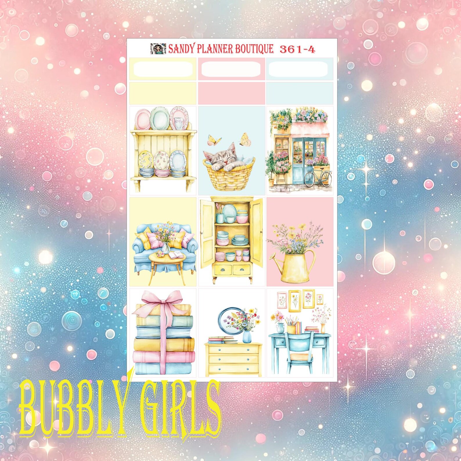 Bubbly Girls Spring Planner Stickers: Waterproof Decorative Stickers ...