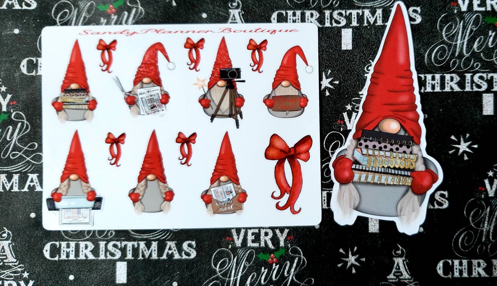 Christmas Gnome Gnome Stickers Gnome Die Cut Planner Sticker - Etsy