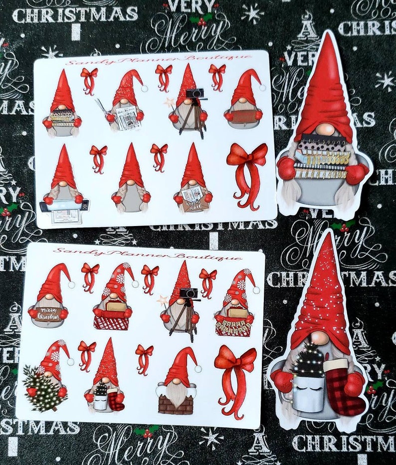 Christmas Gnome Gnome Stickers Gnome Die Cut Planner Sticker - Etsy