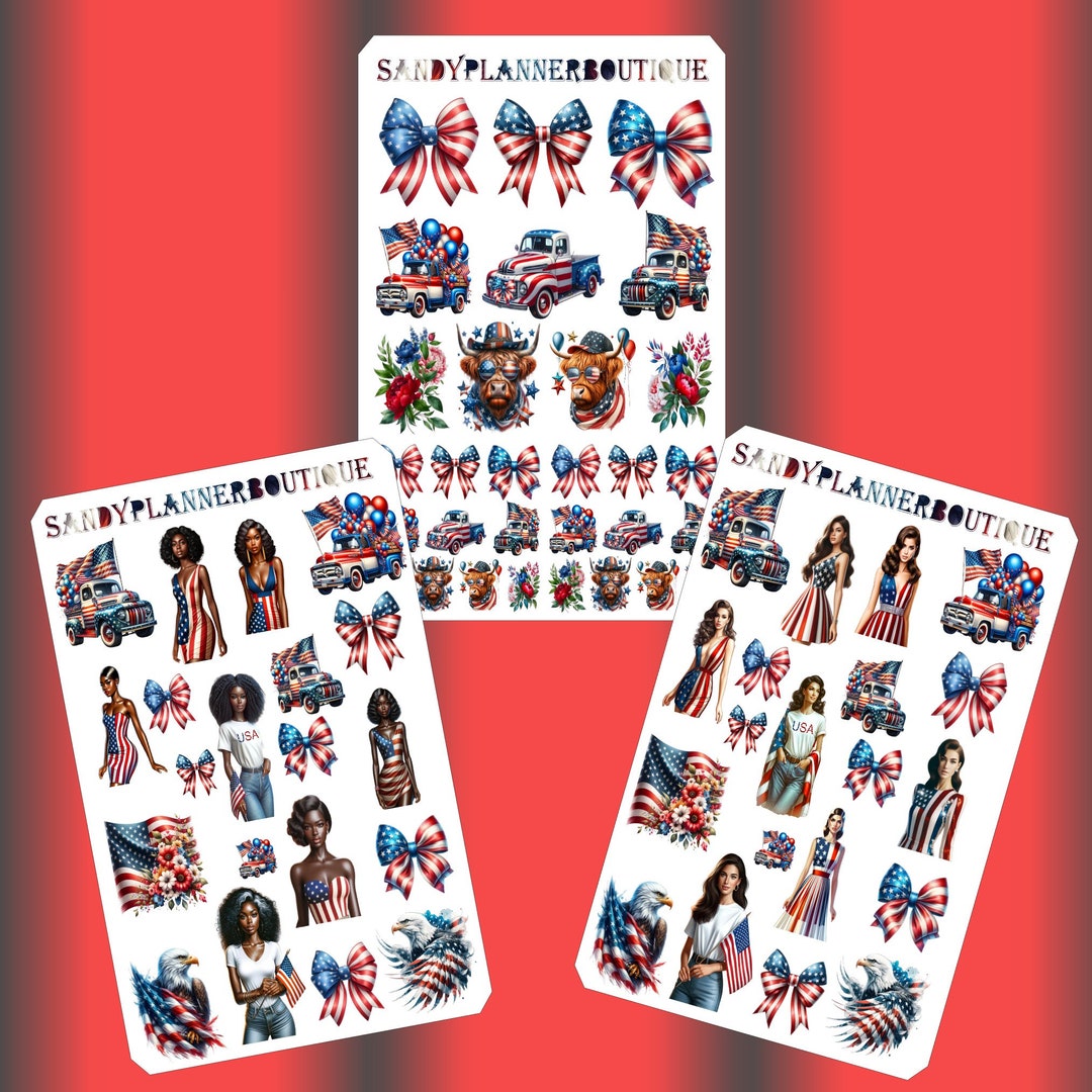 Planner Sticker July 4th Sticker Planner Girl Stickers Functional ...