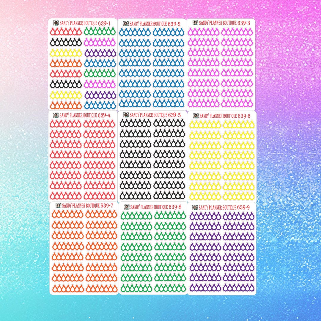 Water Tracker Stickers: Waterproof Planner Stickers 639-1 to 639-9 - Etsy