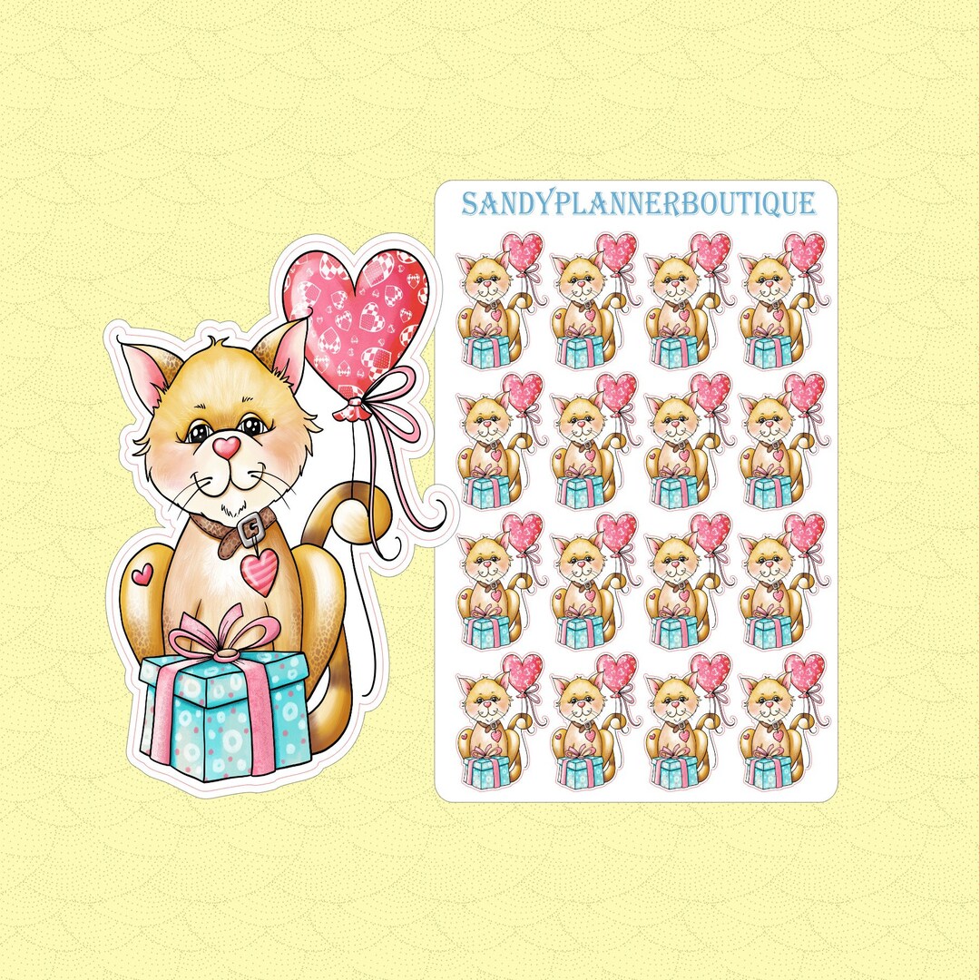 Planner Sticker Birthday Sticker Cat Sticker Functional Sticker ...