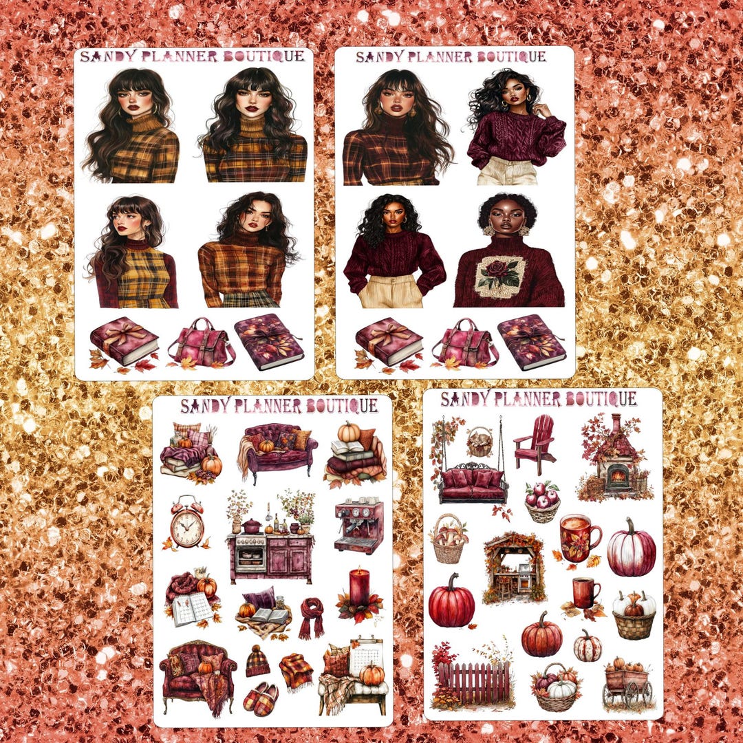 Autumn Girl Fall Stickers Planner Girl Stickers Decorative Sticker ...