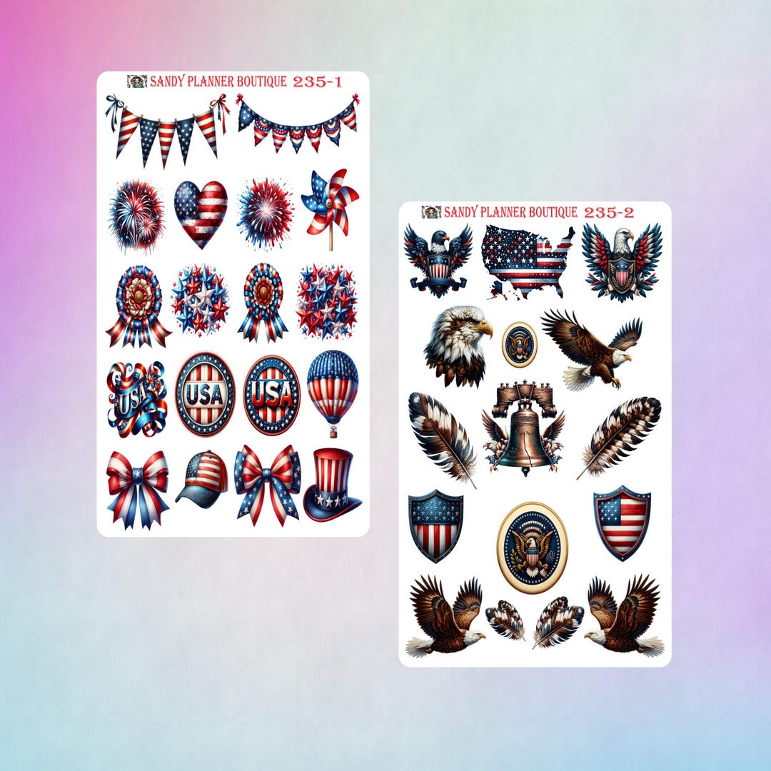 Celebration Day July 4th Sticker Memorial Day Sticker Planner Girl ...