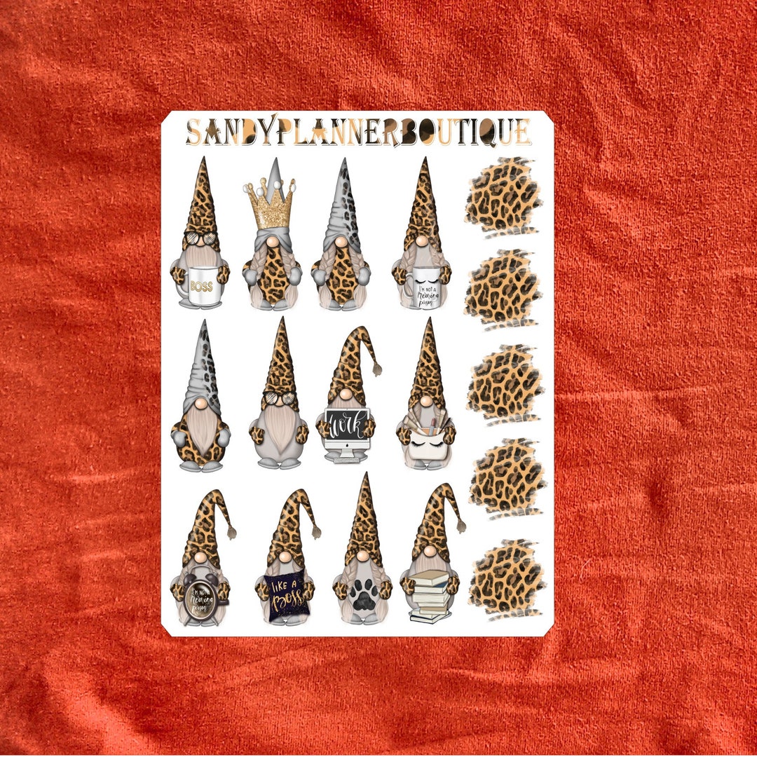 Leopard Sticker Gnome Sticker Leopard Gnome Sticker Planner Sticker ...