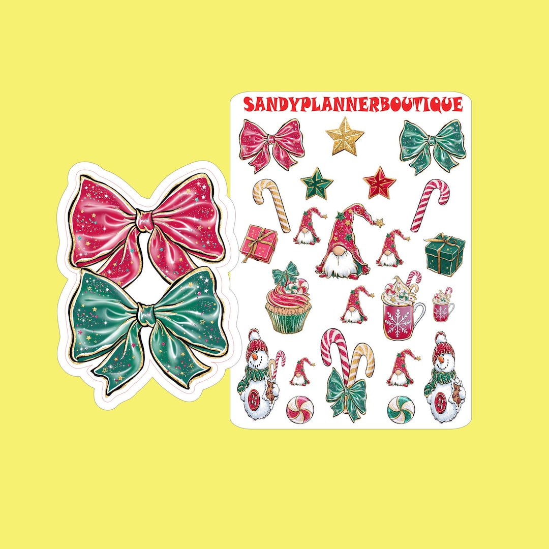 Christmas Bow Stickers Functional Sticker Planner Sticker Scrapbooking ...