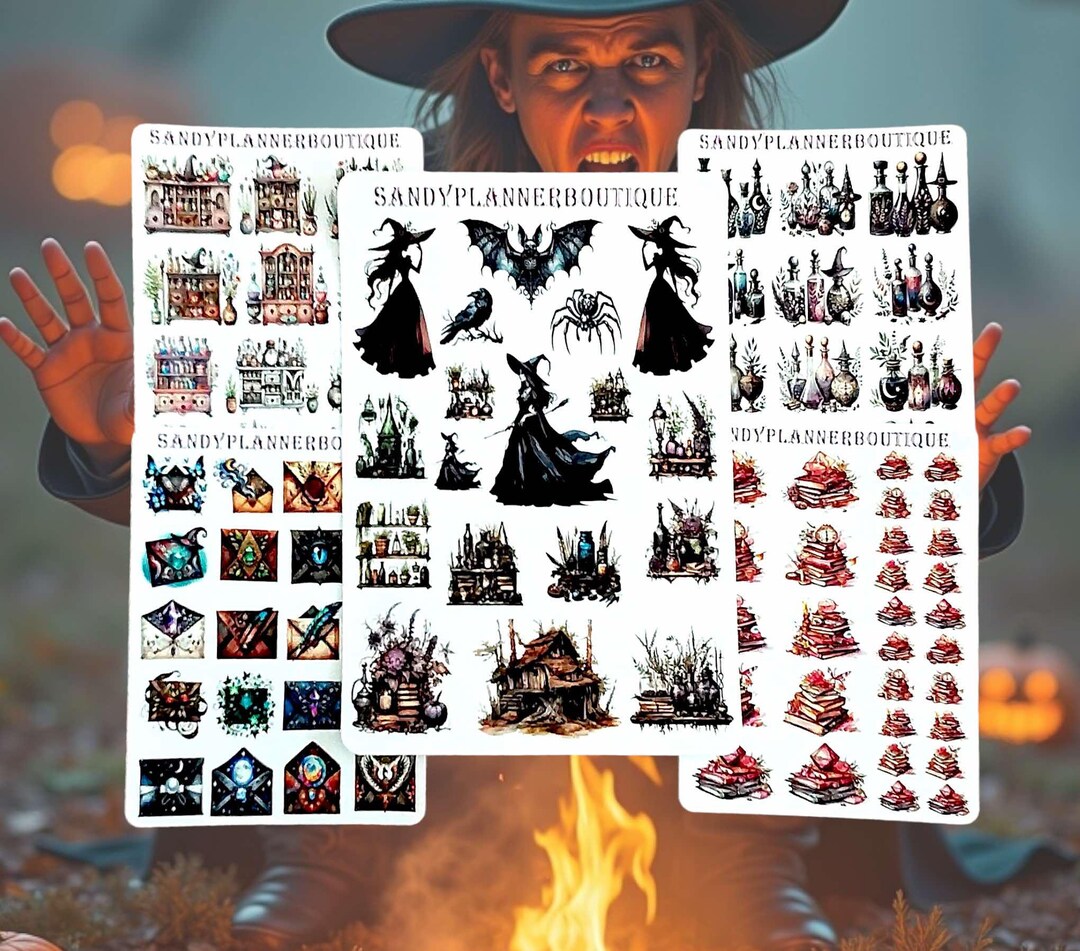 Halloween Sticker Witch Sticker Gothic Sticker Planner Girl Stickers ...