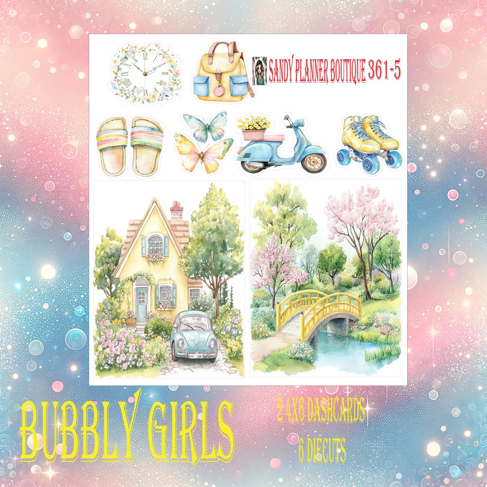 Bubbly Girls Spring Planner Stickers: Waterproof Decorative Stickers ...