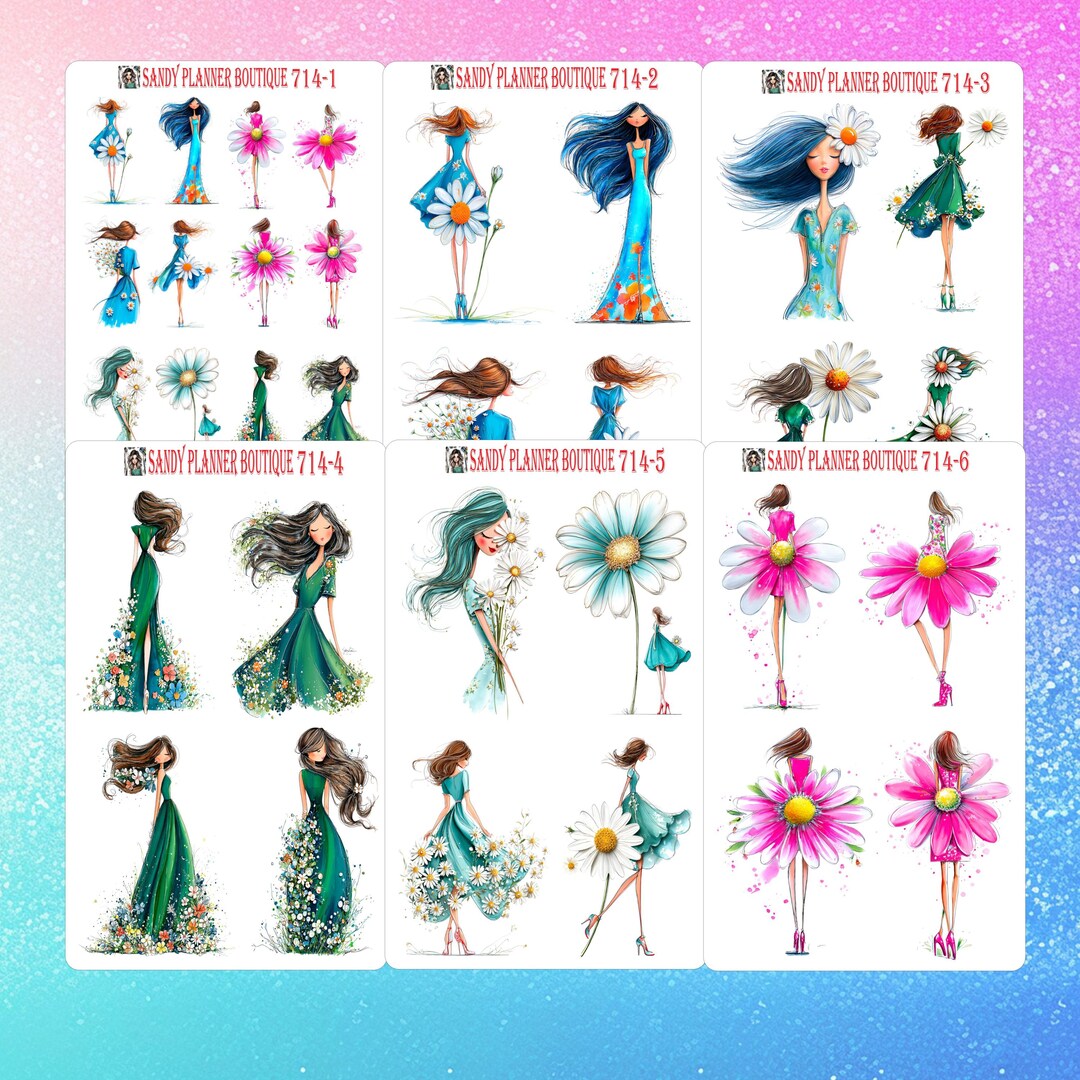 Fancy Daisy Girls Planner Sticker | Decorative Stickers 714-1 to 714-6 ...