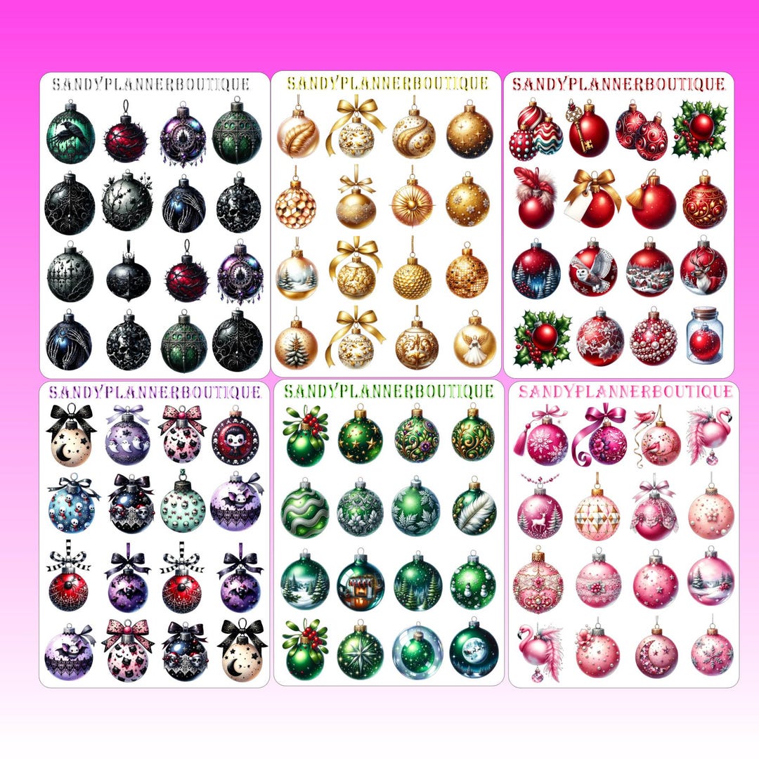 Christmas Baubles Stickers: Planner, Scrapbook, Waterproof - Etsy