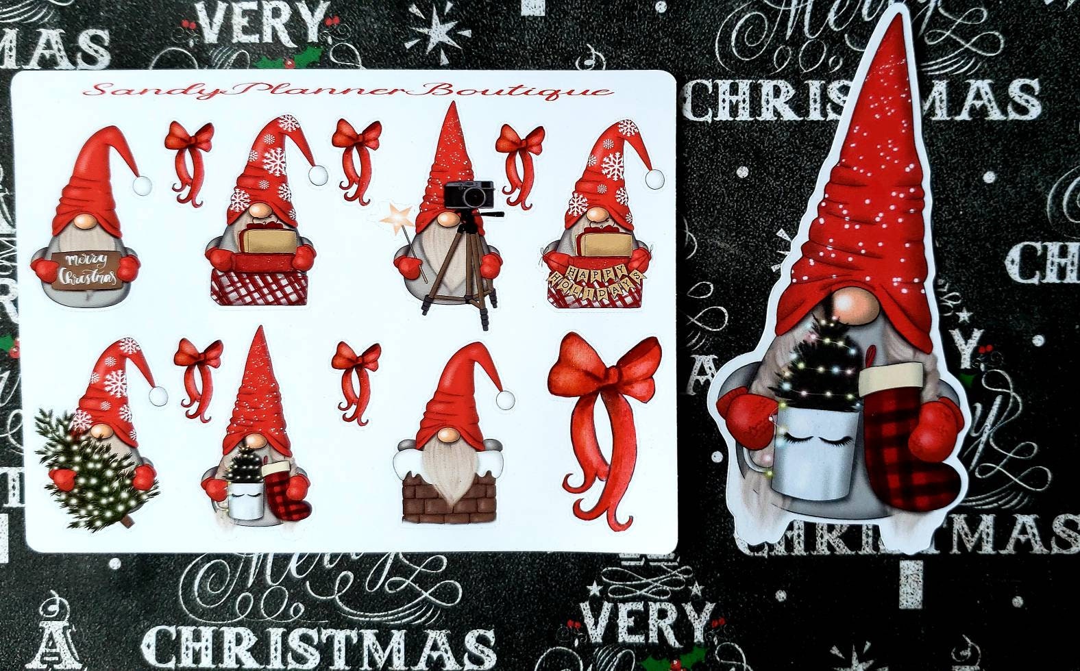 Christmas Gnome Gnome Stickers Gnome Die Cut Planner Sticker - Etsy
