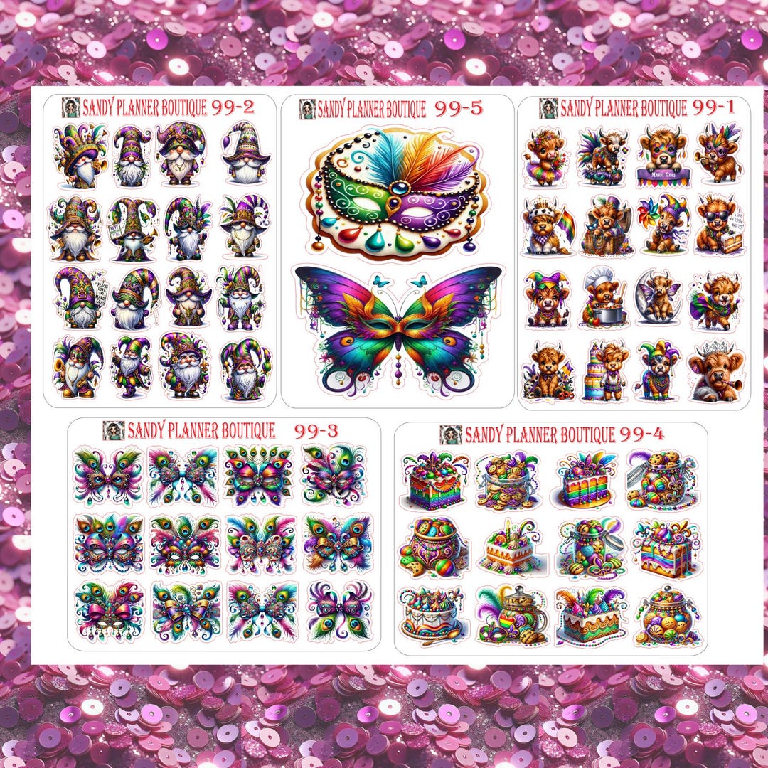 Mardi Gras Sticker Gnome Sticker Celebration Sticker Food Sticker ...