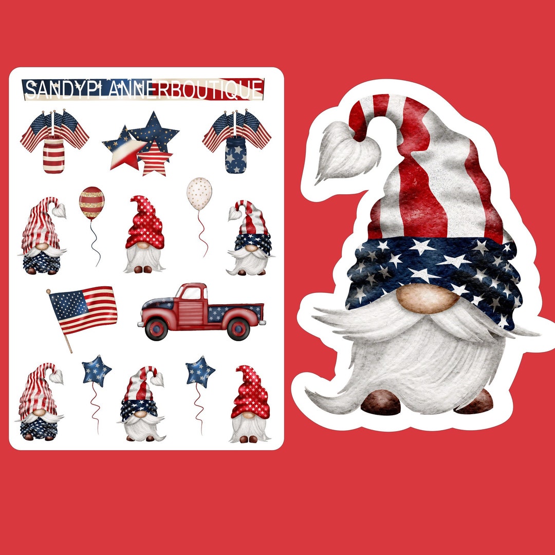 Celebration Day July 4th Sticker Gnome Sticker Functional Sticker ...