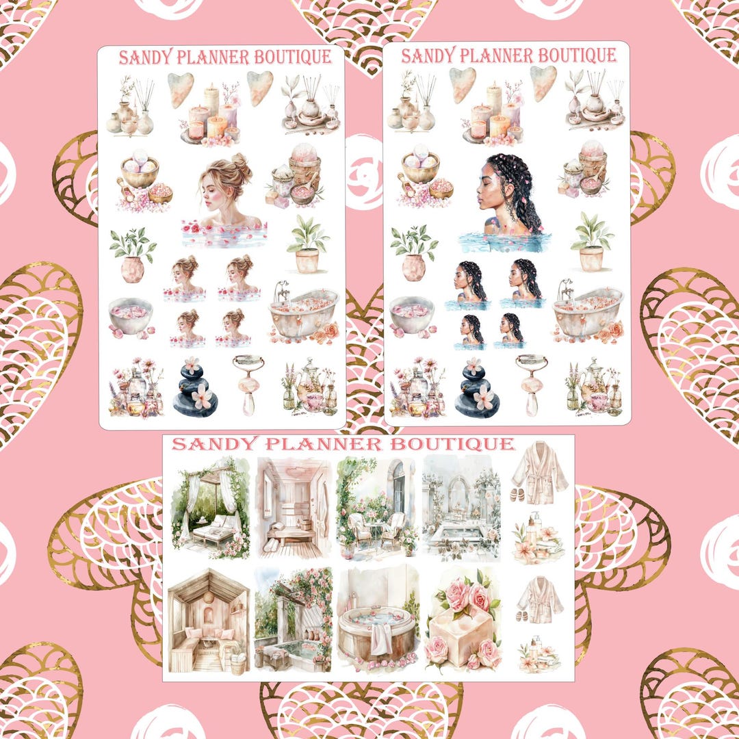 Spa Day Self Care Girl Sticker Planner Girl Stickers Decorative Sticker ...