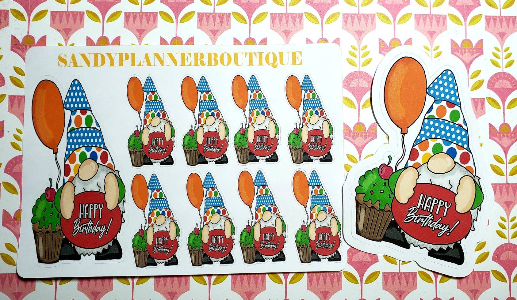 Birthday Gnome Sticker Planner Sticker Planner Girl | Etsy
