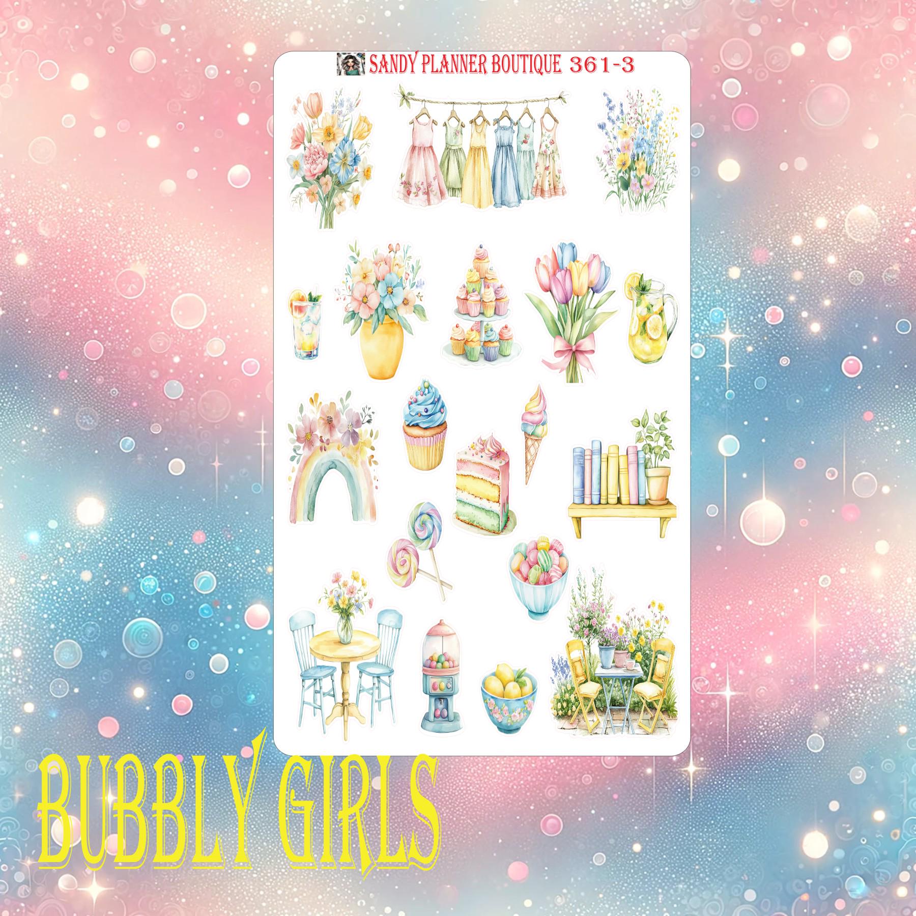 Bubbly Girls Spring Planner Stickers: Waterproof Decorative Stickers ...