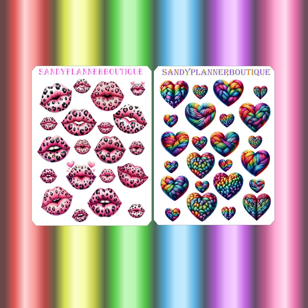 Heart Sticker Lip Sticker Valentine Sticker Planner Sticker Functional ...