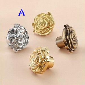Brass Rose Flower Dresser Pulls Handles Cabinet Knobs Handles Polishing ...